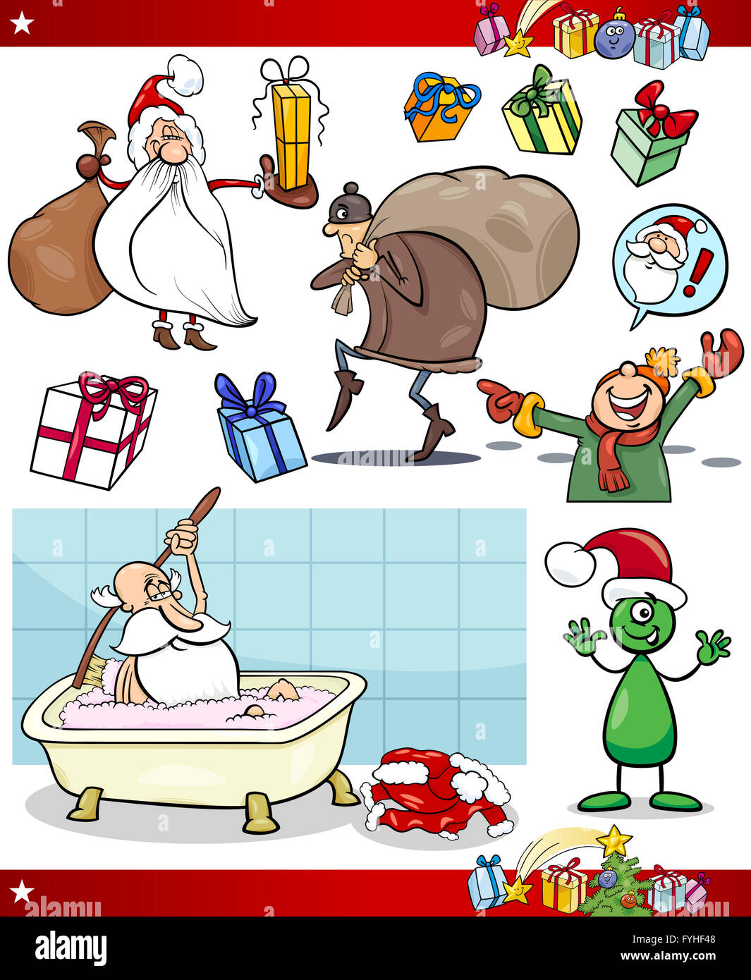 christmas themes cartoon set Stock Photo - Alamy