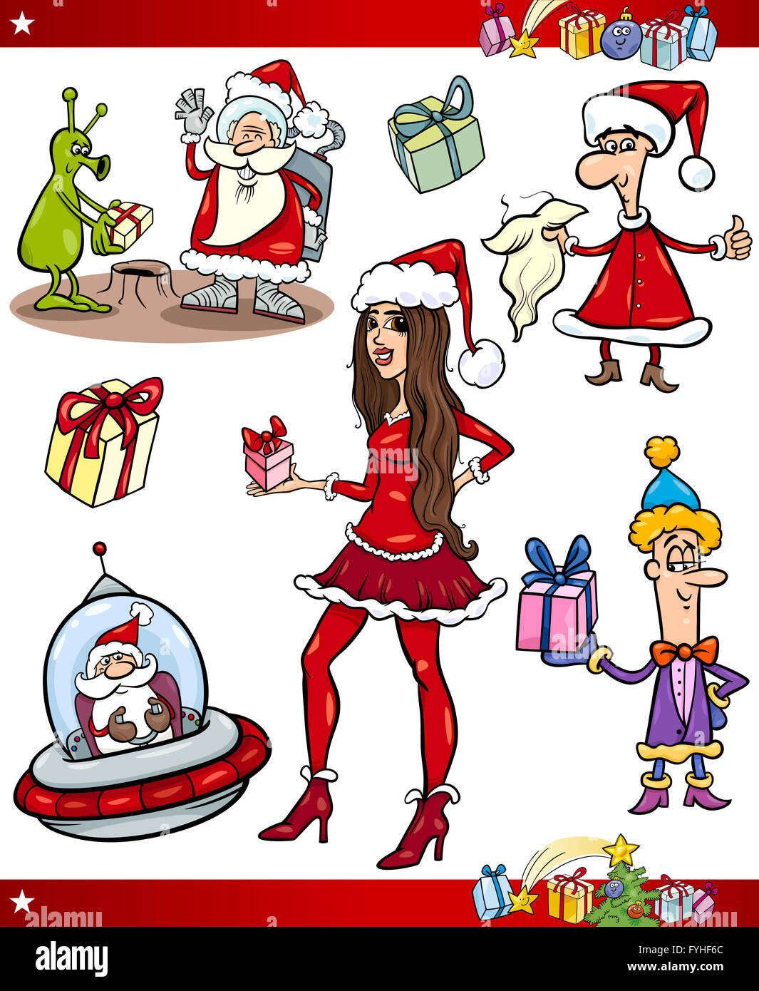 christmas themes cartoon set Stock Photo - Alamy