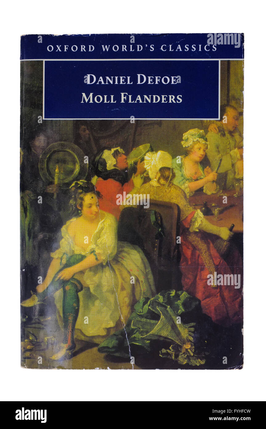 The front cover of Moll Flanders by Daniel Defoe photographed against a ...