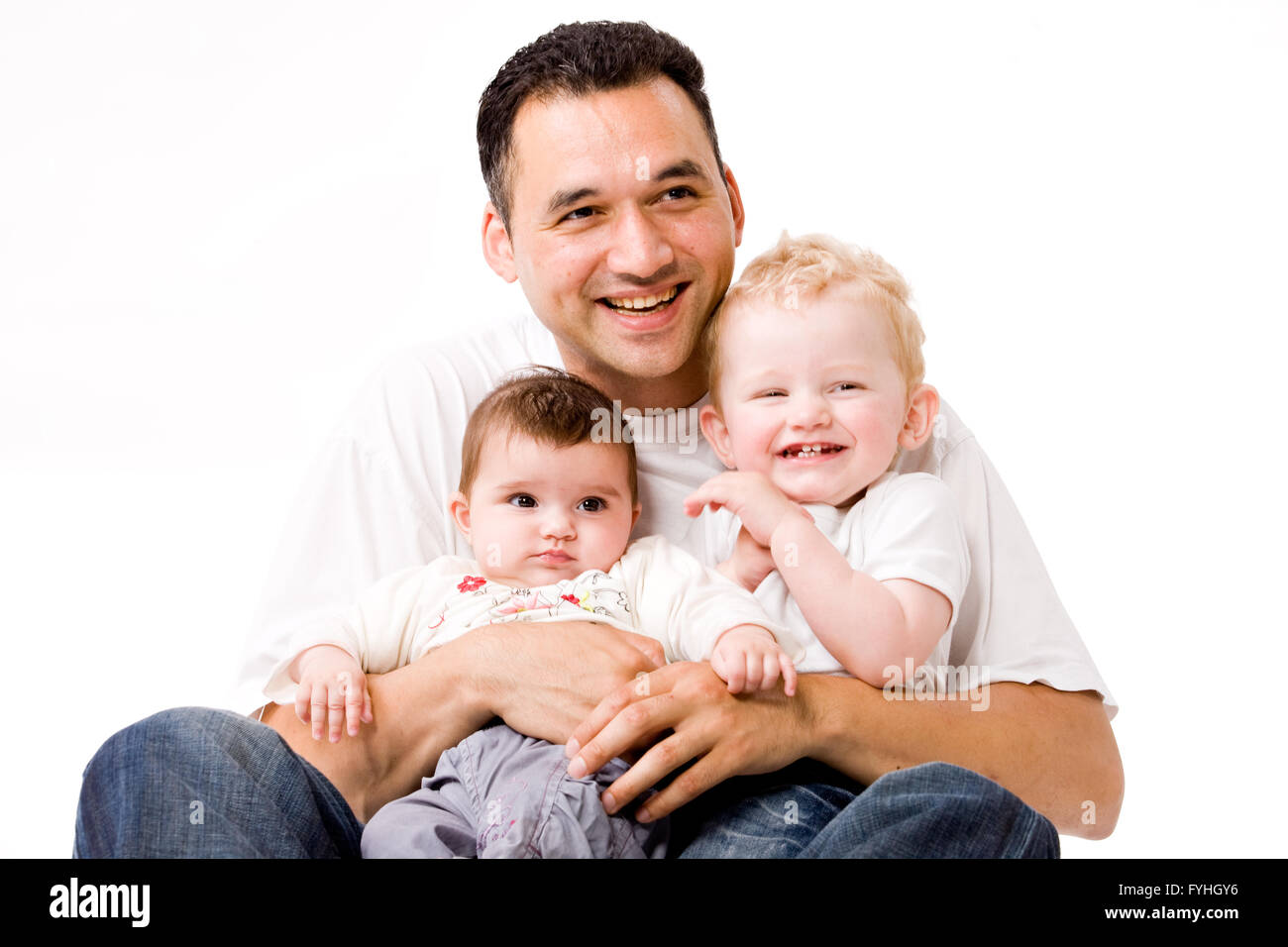 Smiling on daddys bosom Stock Photo - Alamy