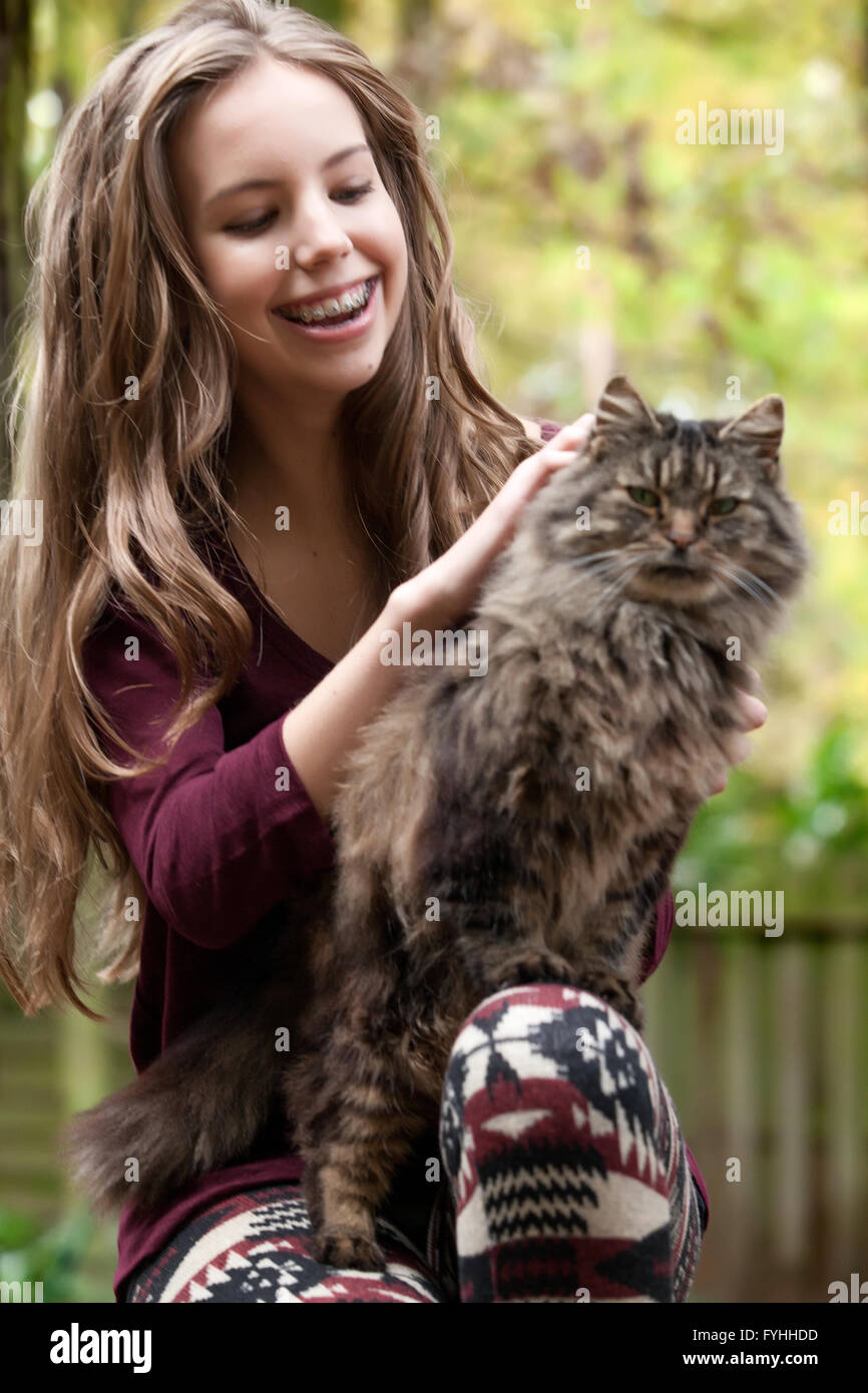 Girl With Her Cat at Mamie Shields blog