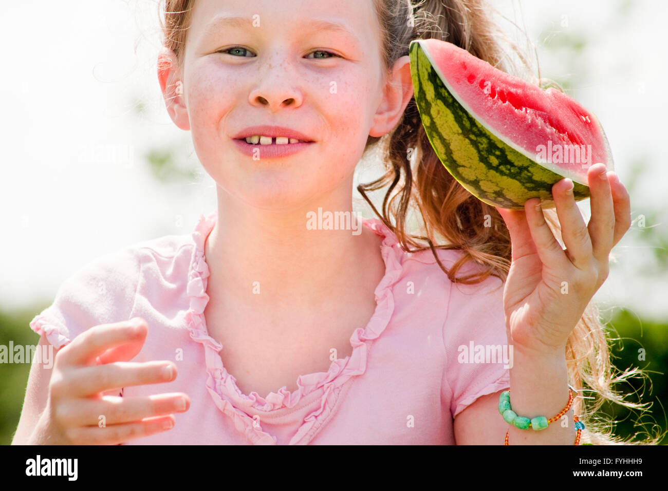 Little girl and her watermelon Stock Photo - Alamy