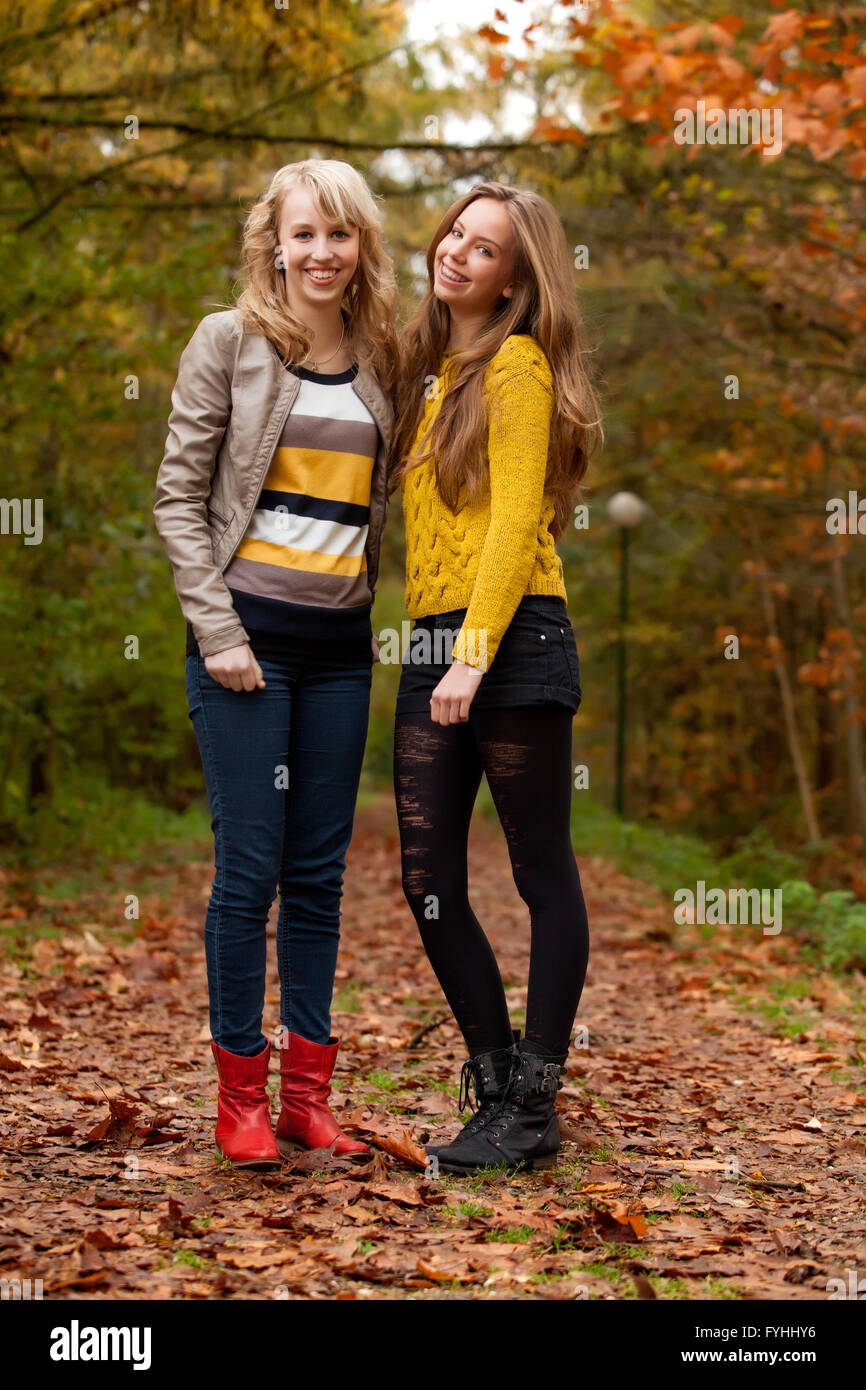 happy teenagers in the forest Stock Photo - Alamy