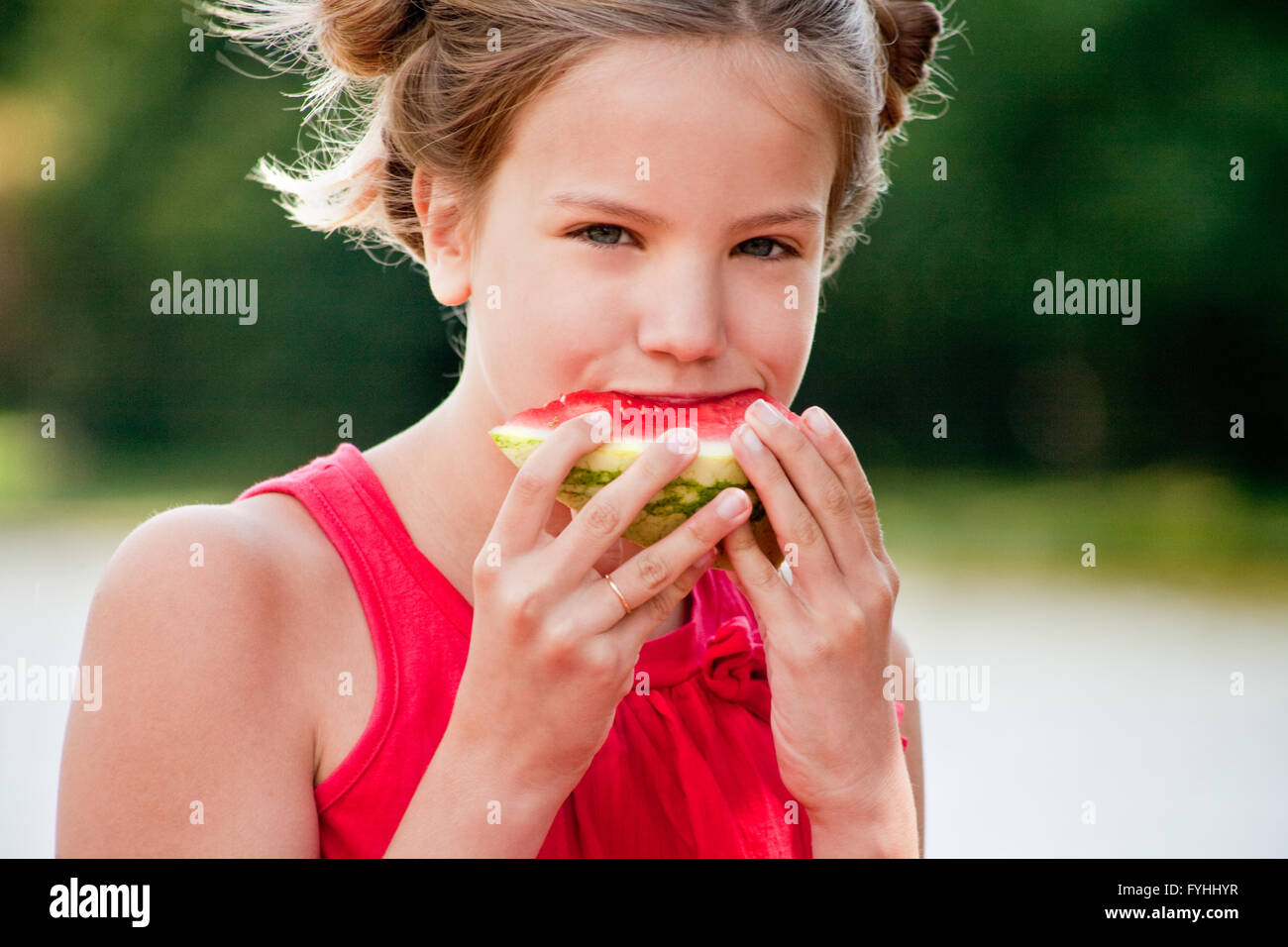Girl with watermelon Stock Photo - Alamy