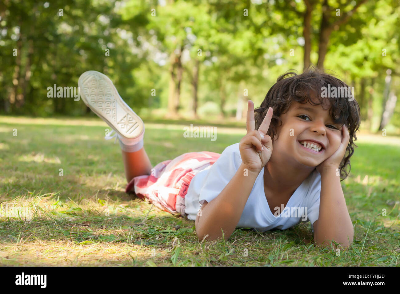 Boy With Peace Sign High Resolution Stock Photography and Images - Alamy