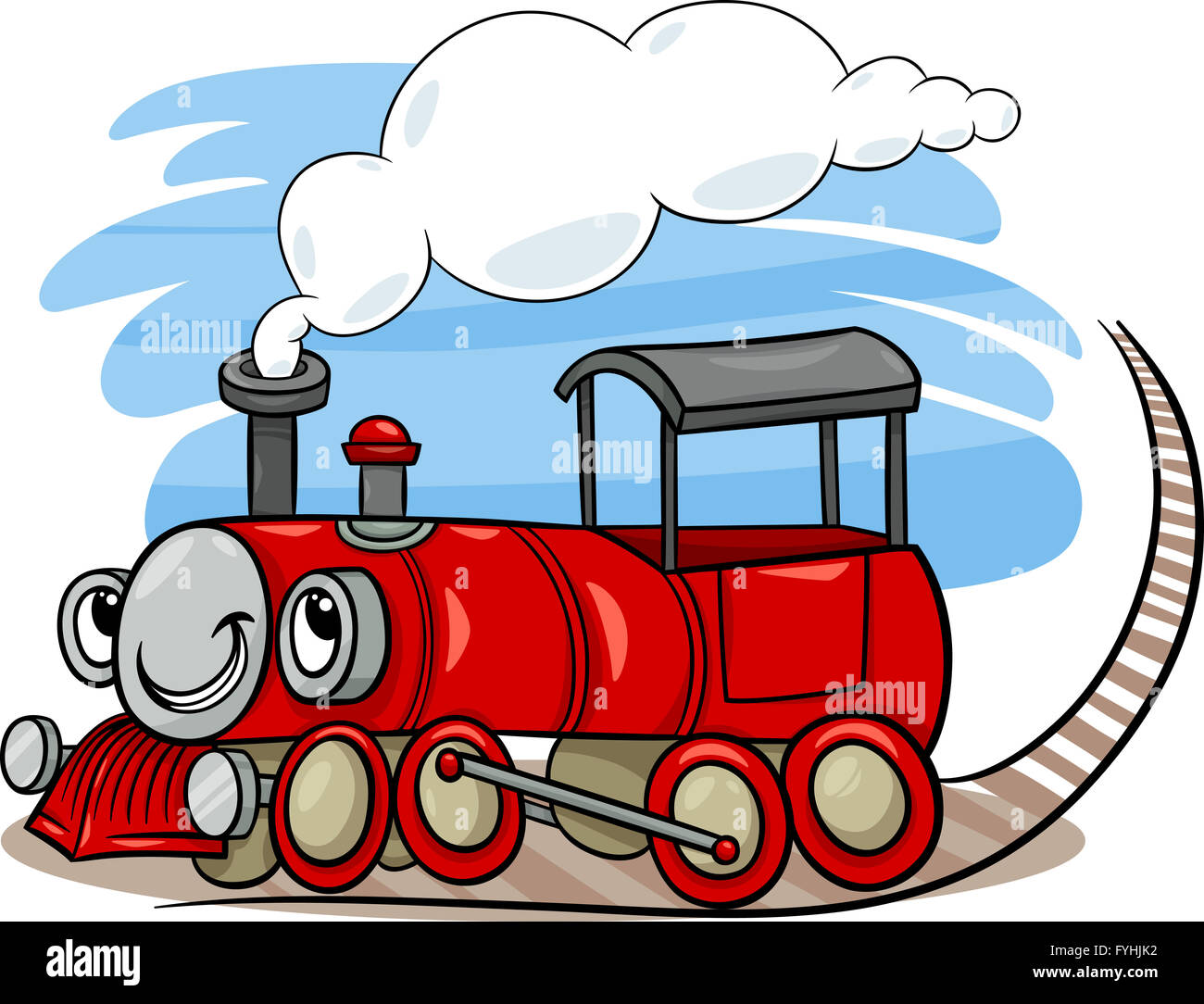 Comic illustration cartoon railway locomotive hi-res stock photography ...