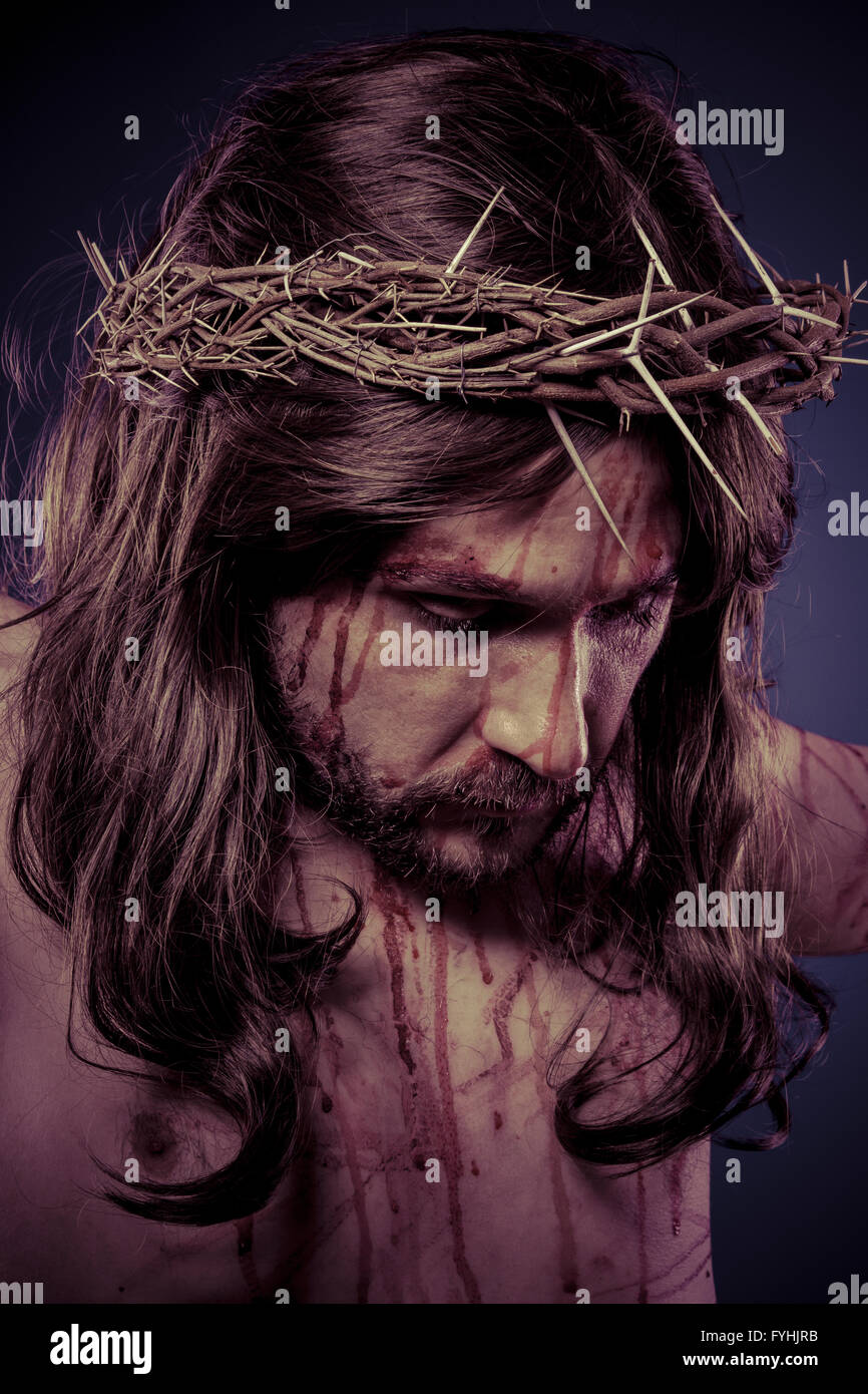 Bible, representation of Jesus Christ on the cross Stock Photo - Alamy