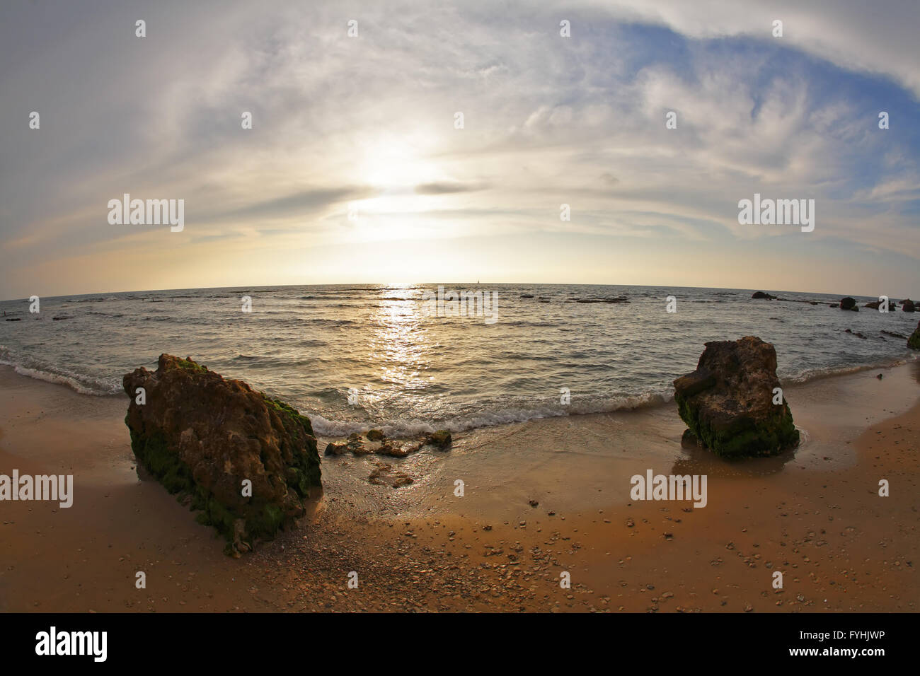 Magnificent spring sunset on Mediterranean sea Stock Photo - Alamy