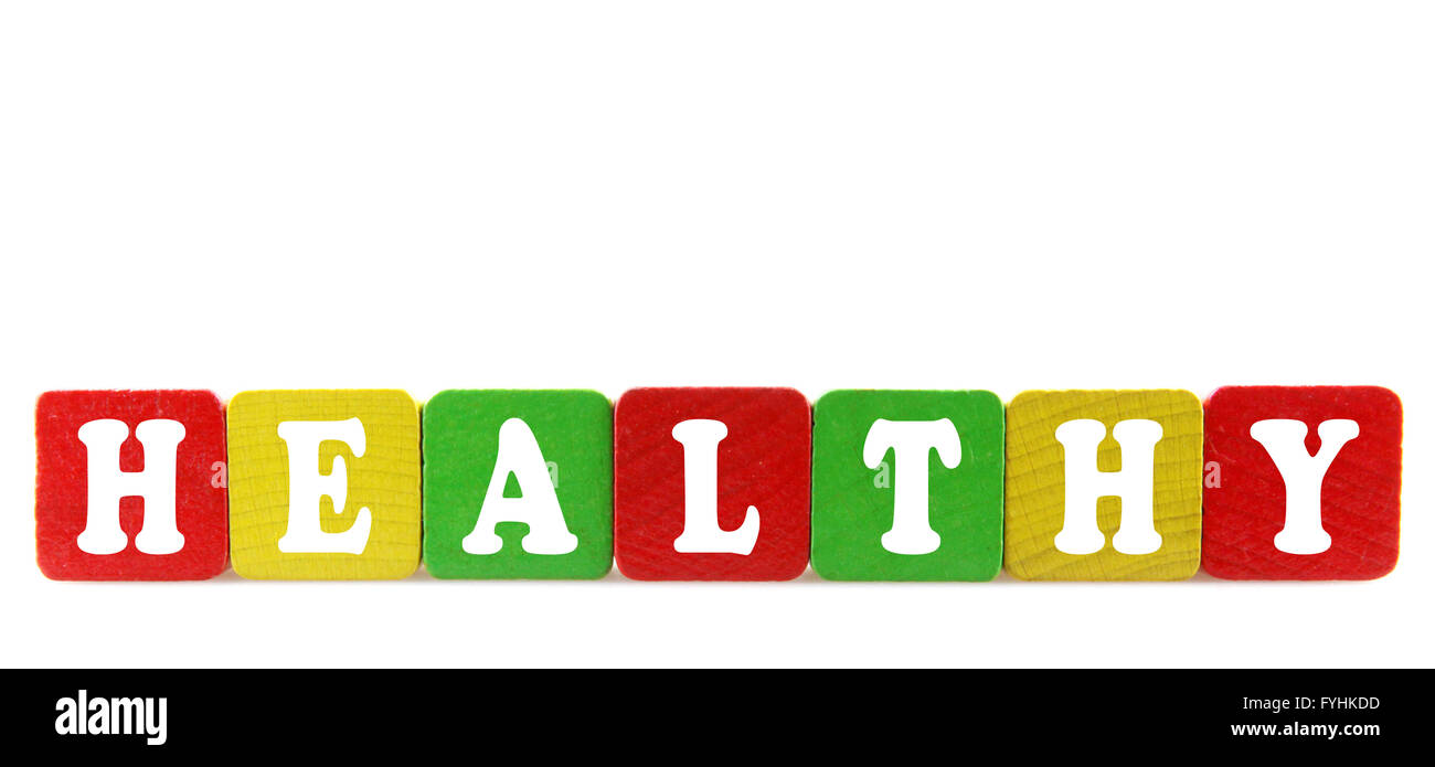 healthy - isolated text in wooden building blocks Stock Photo - Alamy