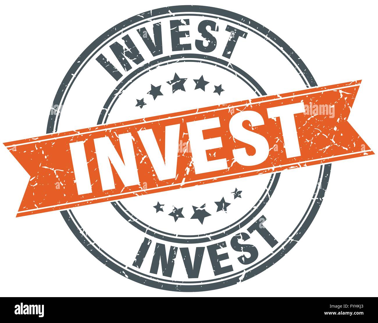 invest round orange grungy vintage isolated stamp Stock Vector Image ...