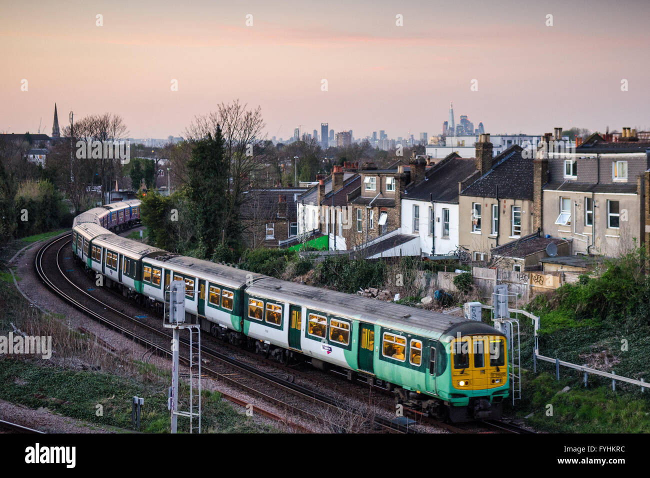 London, England - April 14, 2015: A Southern Trains commuter train ...