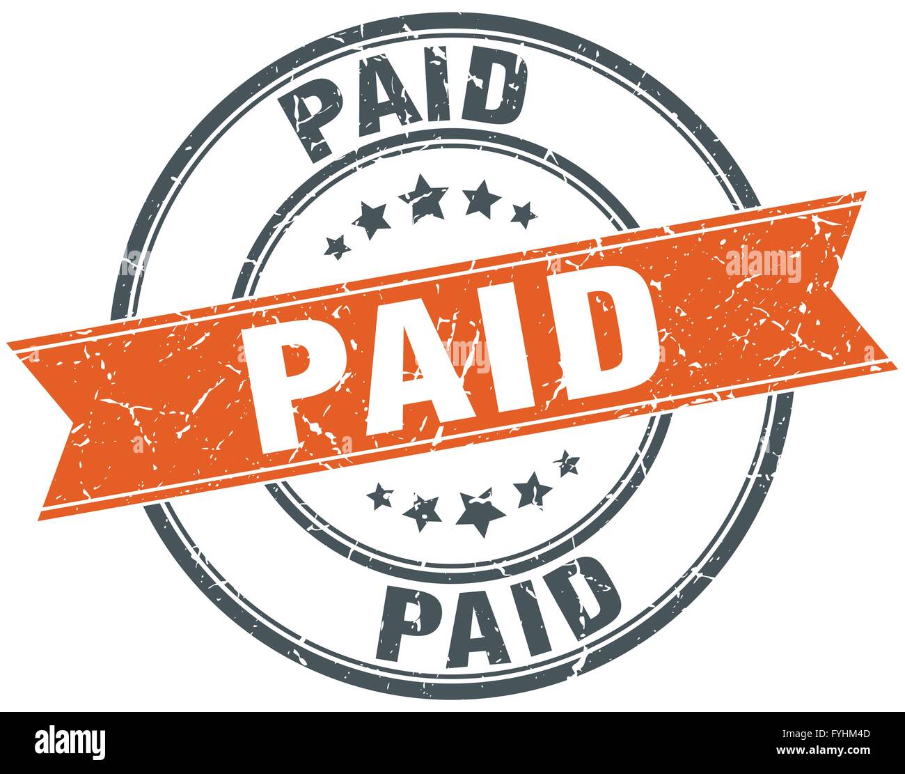 paid round orange grungy vintage isolated stamp Stock Vector Image ...