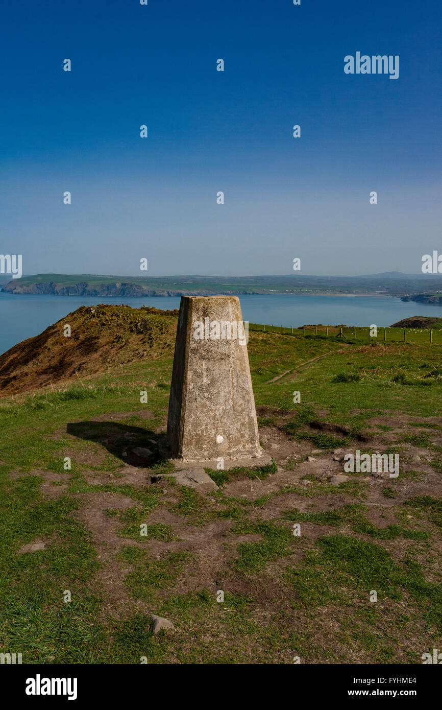 Trig point, on Pen y Fan, Dynas Head, on the Wales Coast Path ...