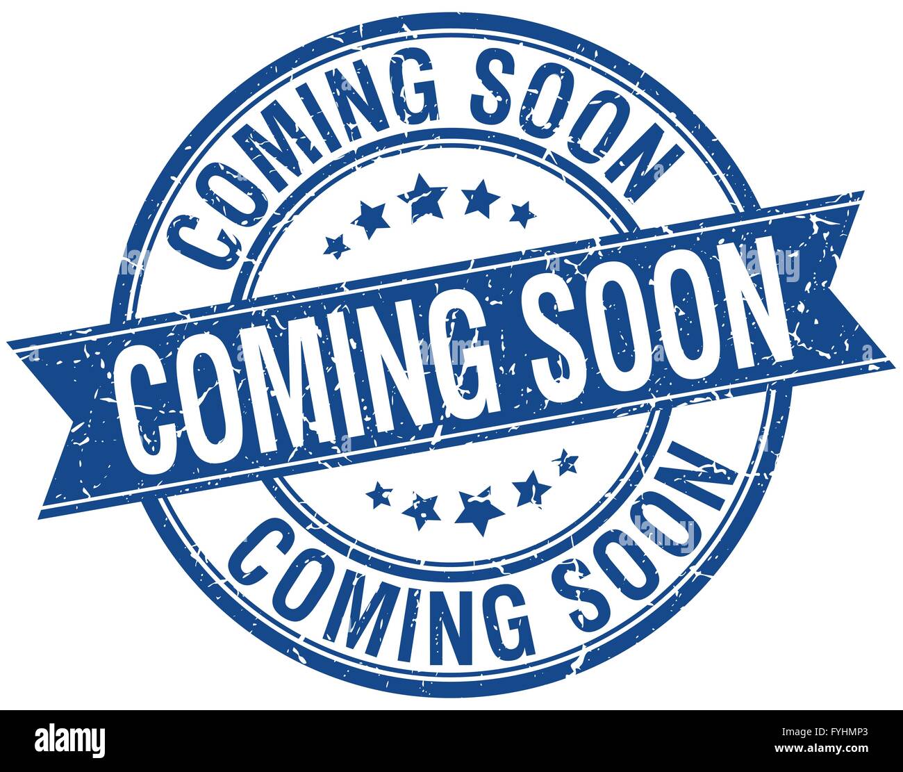 coming soon grunge retro blue isolated ribbon stamp Stock Vector Image ...