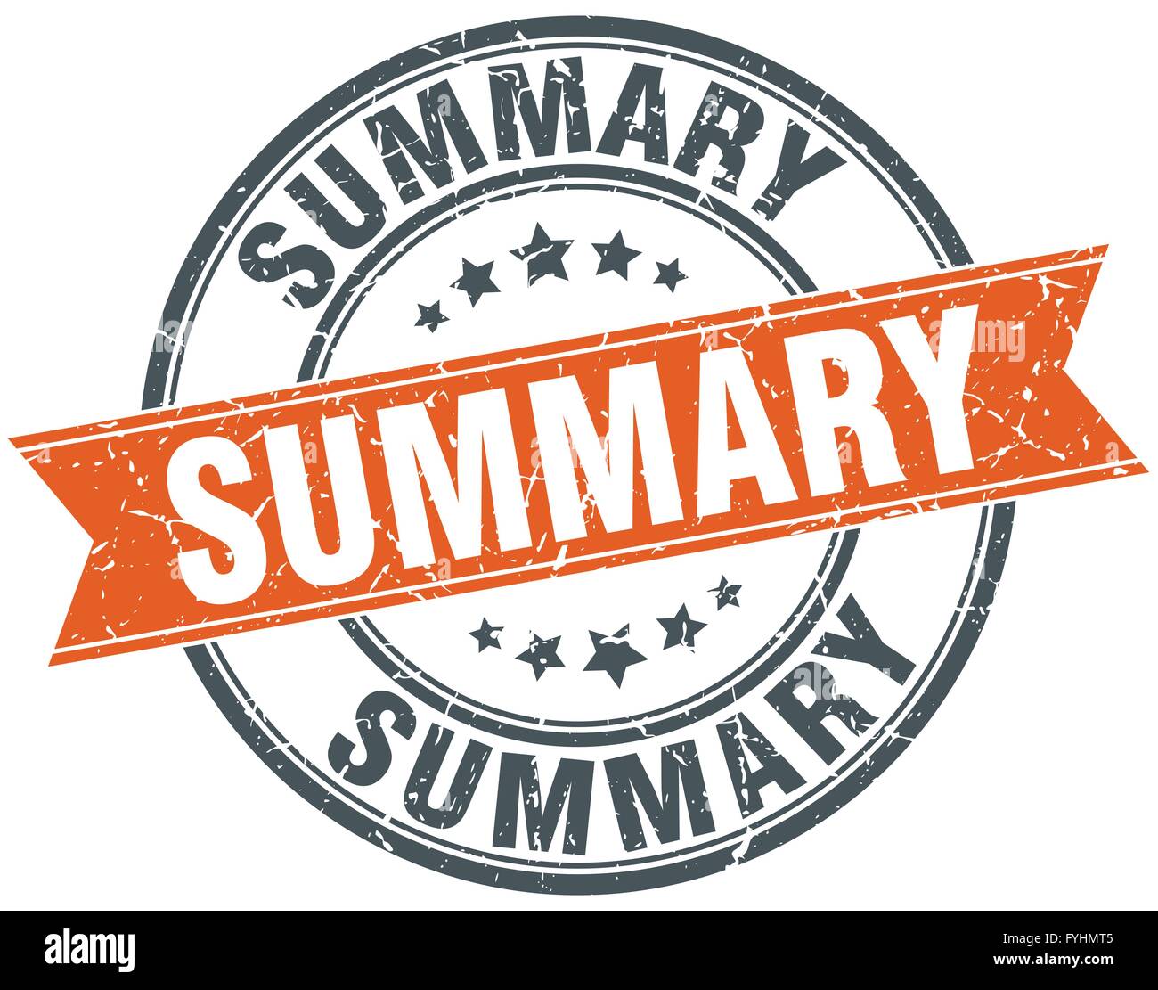 summary round orange grungy vintage isolated stamp Stock Vector Image ...