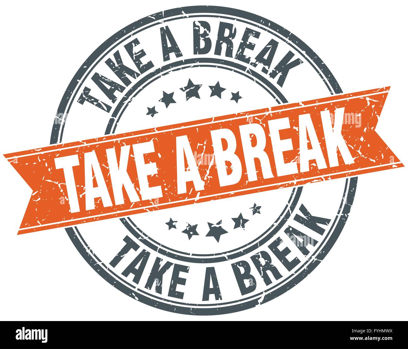 take a break round orange grungy vintage isolated stamp Stock Vector ...