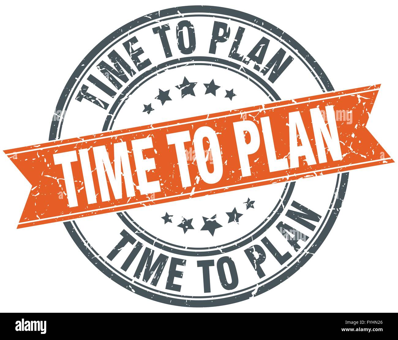 time to plan round orange grungy vintage isolated stamp Stock Vector ...