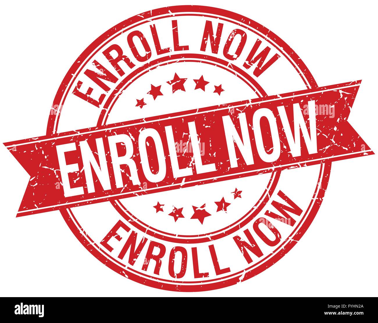 enroll now grunge retro red isolated ribbon stamp Stock Vector Image ...