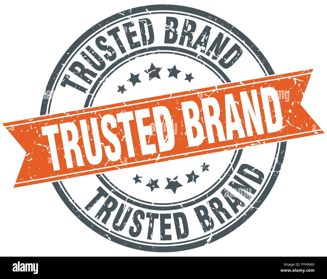 trusted brand round orange grungy vintage isolated stamp Stock Vector ...