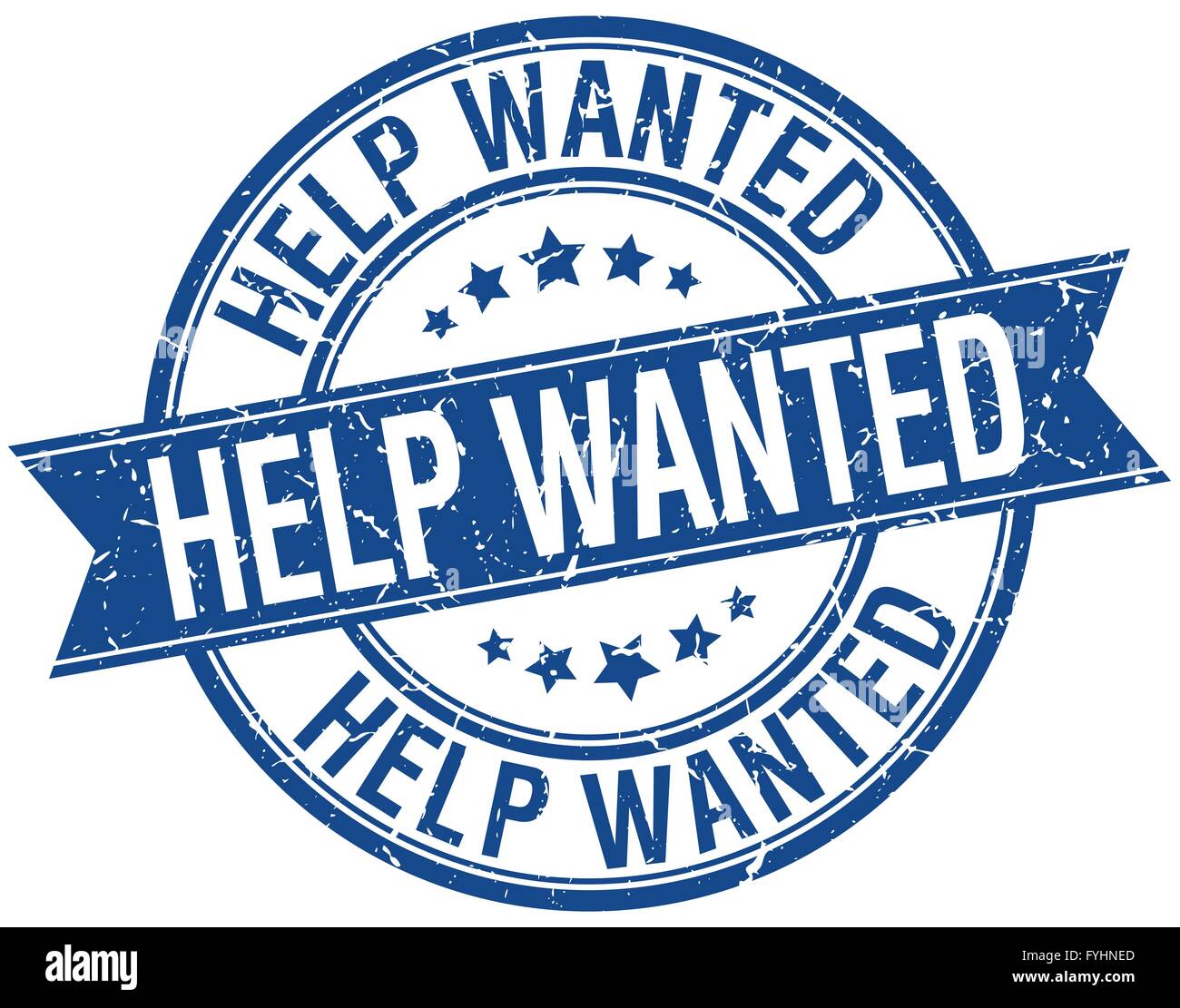 help wanted grunge retro blue isolated ribbon stamp Stock Vector Image ...