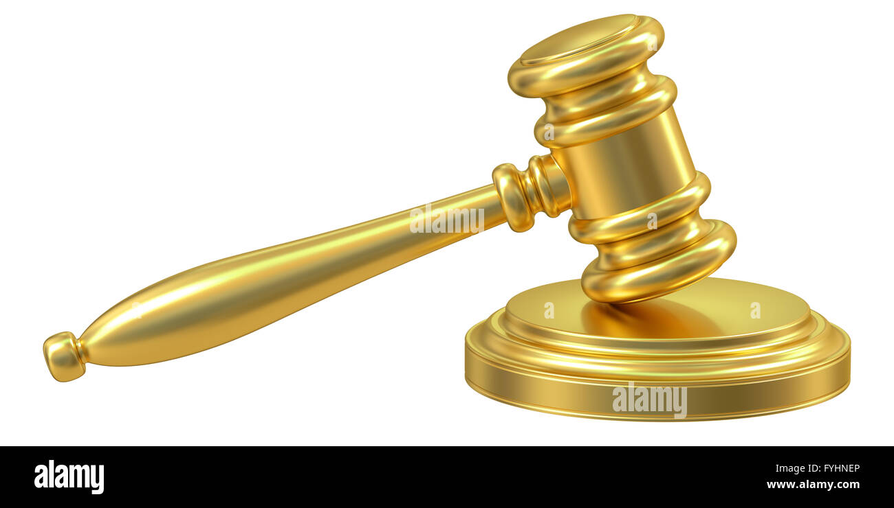 Golden Gavel, 3D rendering isolated on white background Stock Photo - Alamy