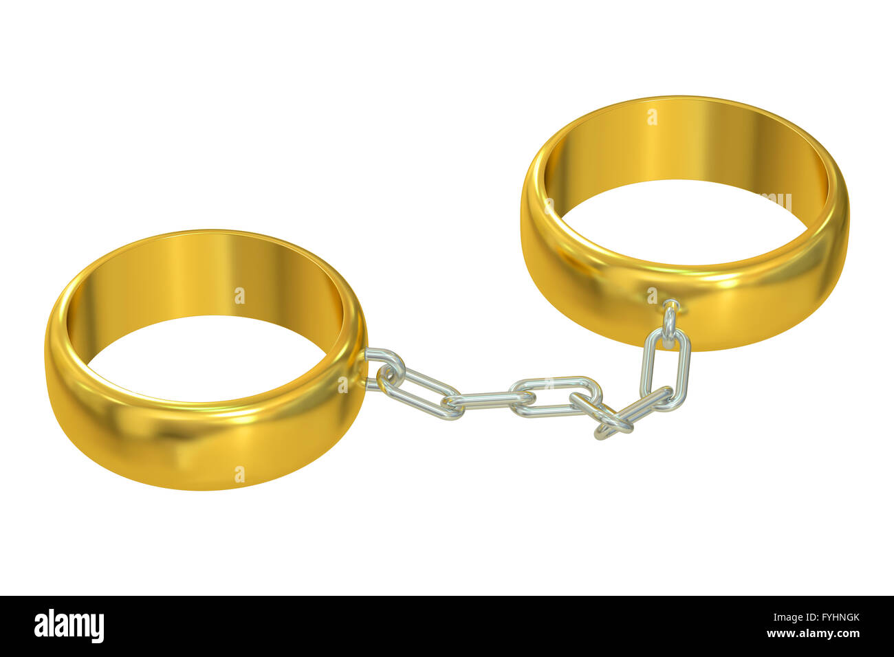 Wedding gold rings connected chain, 3D rendering Stock Photo - Alamy