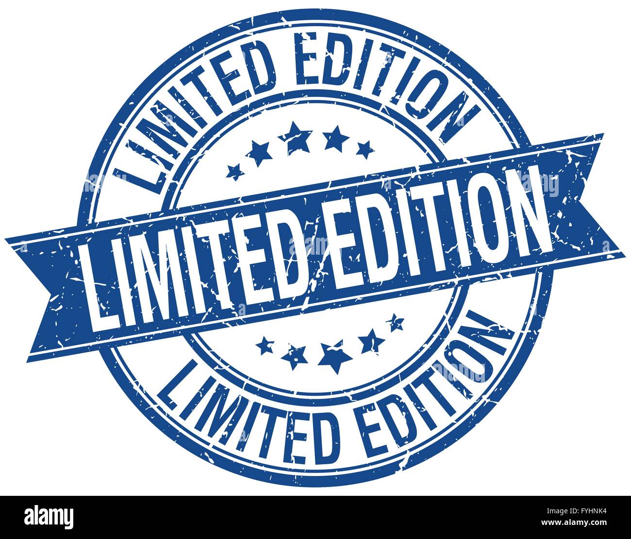 limited edition grunge retro blue isolated ribbon stamp Stock Vector ...