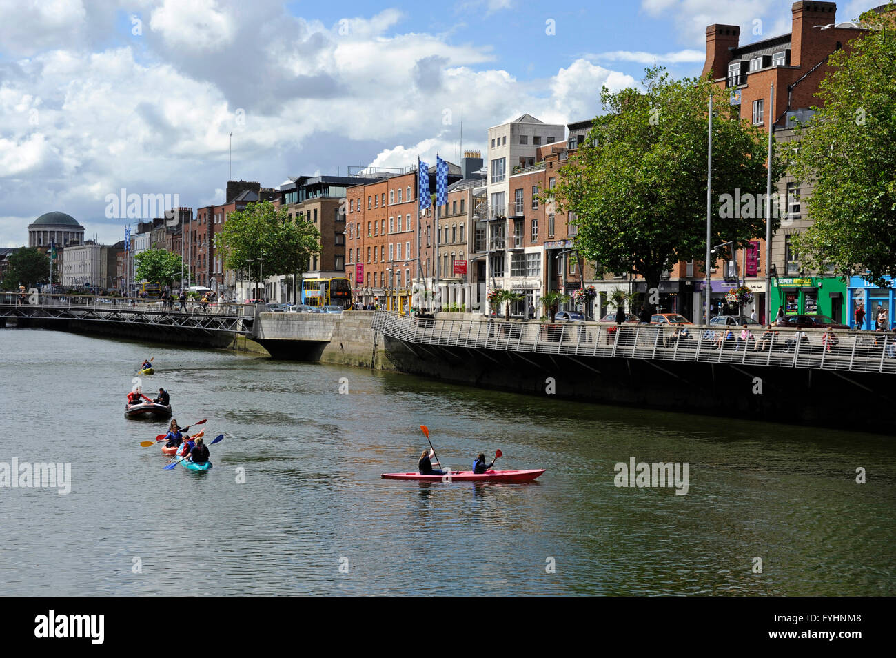 Millennium bridge on the Liffey river,Ormond quay. lower, Dublin ...
