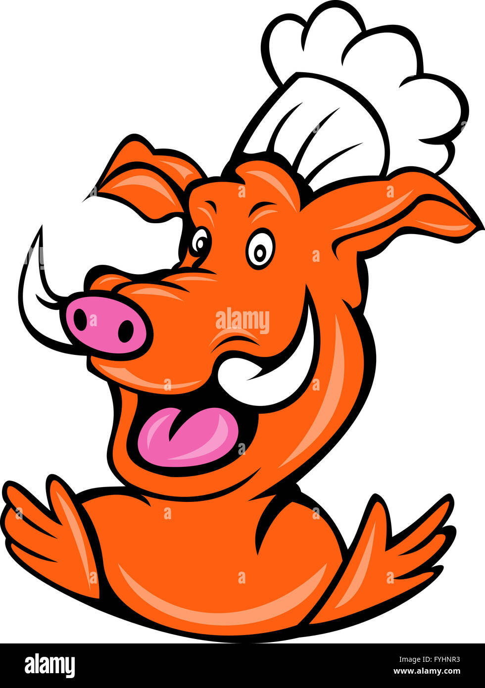 wild pig boar hog chef cook baker arms up Stock Photo - Alamy