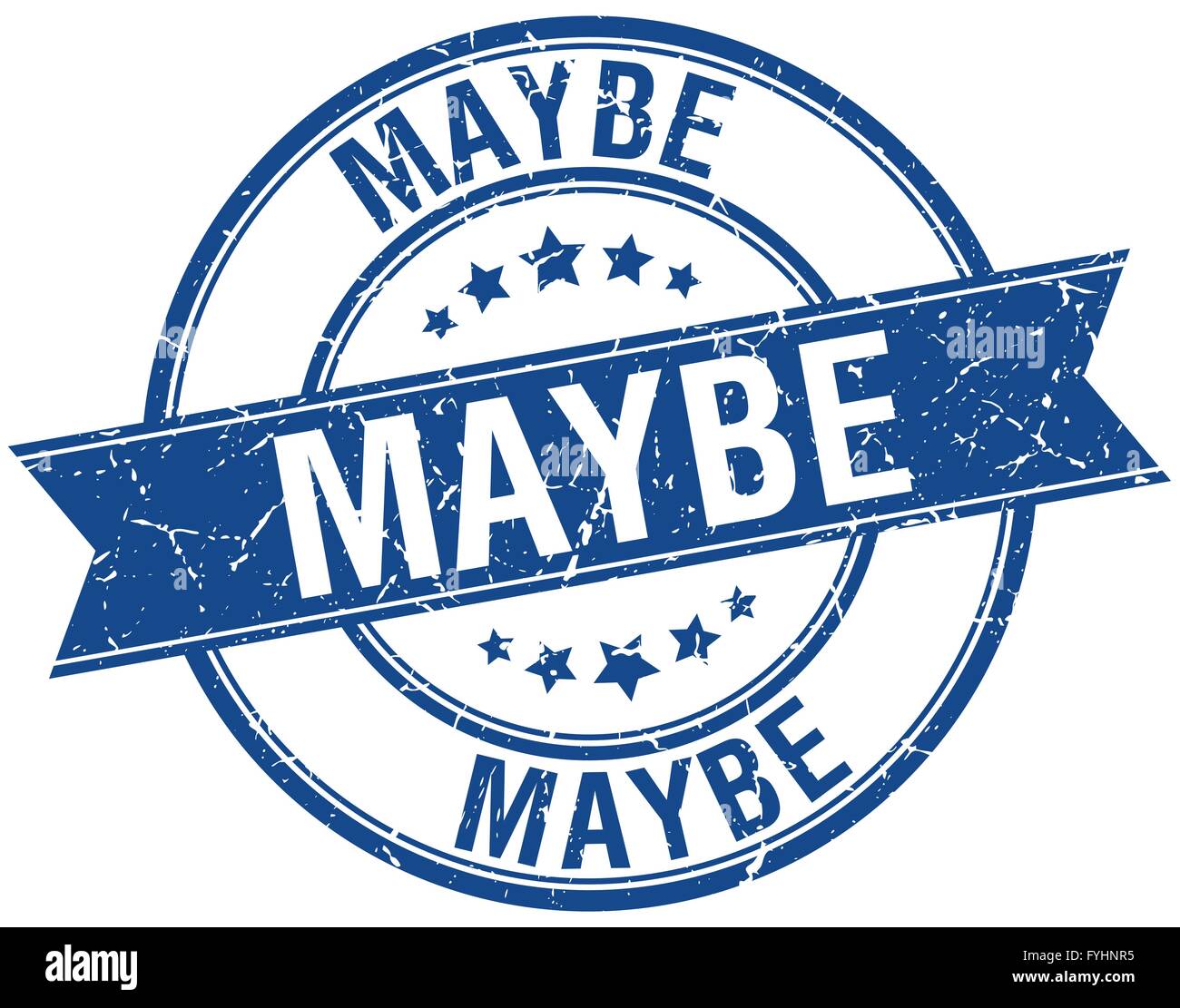 maybe grunge retro blue isolated ribbon stamp Stock Vector Image & Art ...