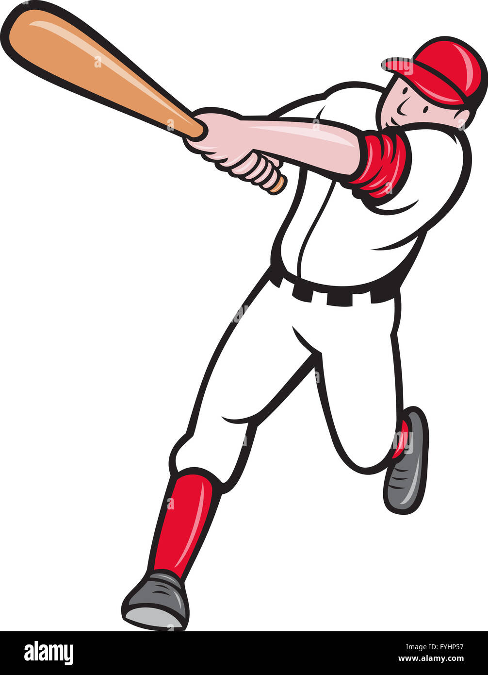 baseball player batting cartoon style Stock Photo - Alamy