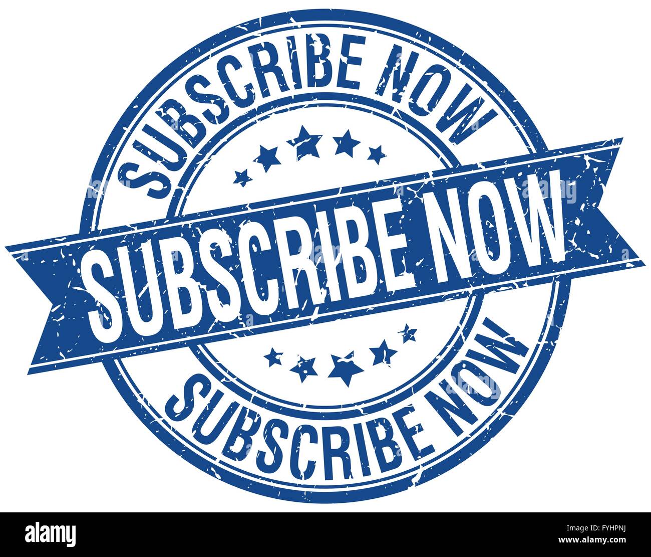 subscribe now grunge retro blue isolated ribbon stamp Stock Vector ...