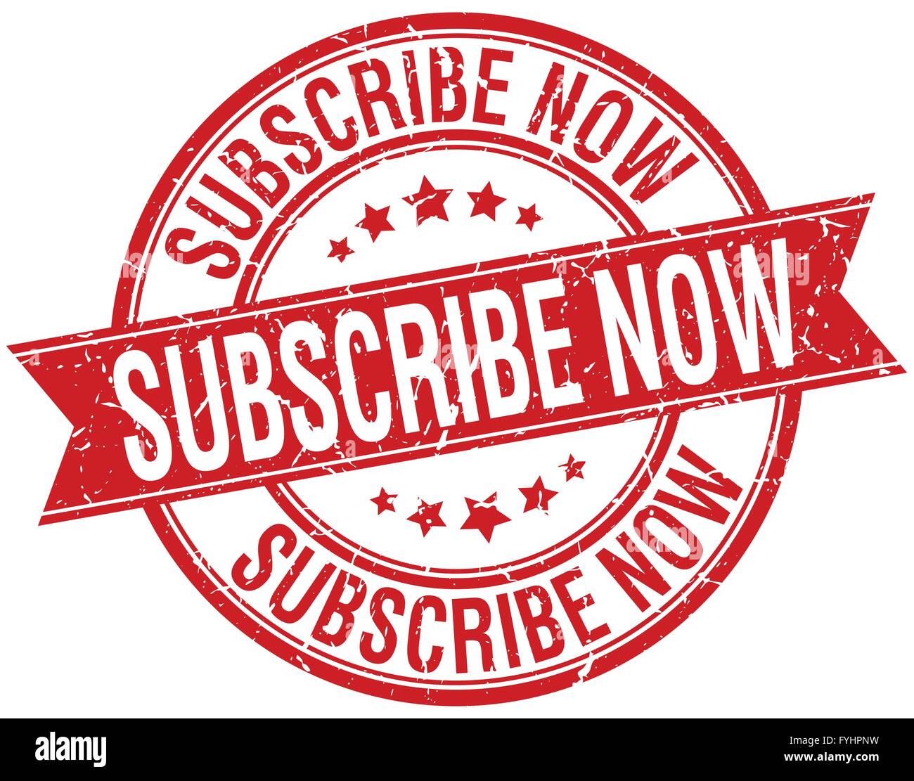 subscribe now grunge retro red isolated ribbon stamp Stock Vector Image ...