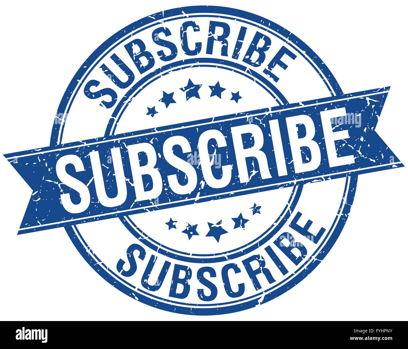 subscribe grunge retro blue isolated ribbon stamp Stock Vector Image ...