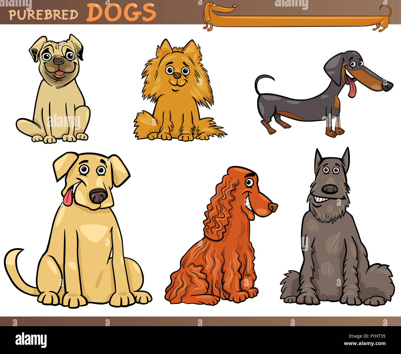 purebred dogs cartoon illustration set Stock Photo - Alamy
