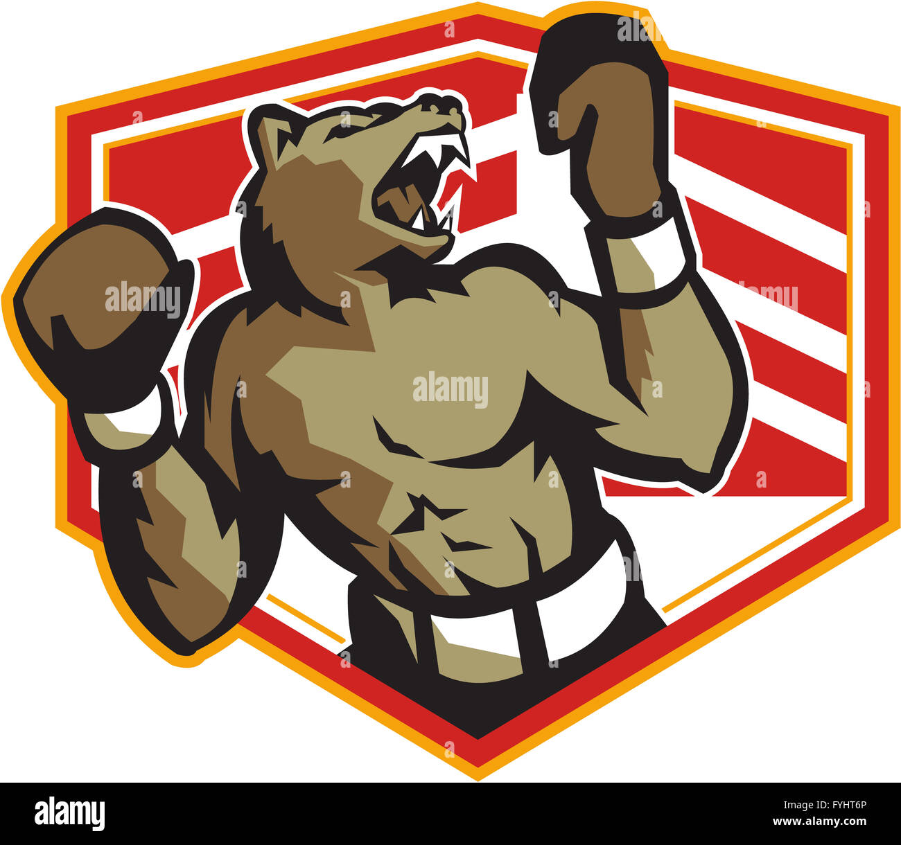 Angry Bear Boxer Boxing Retro Stock Photo - Alamy