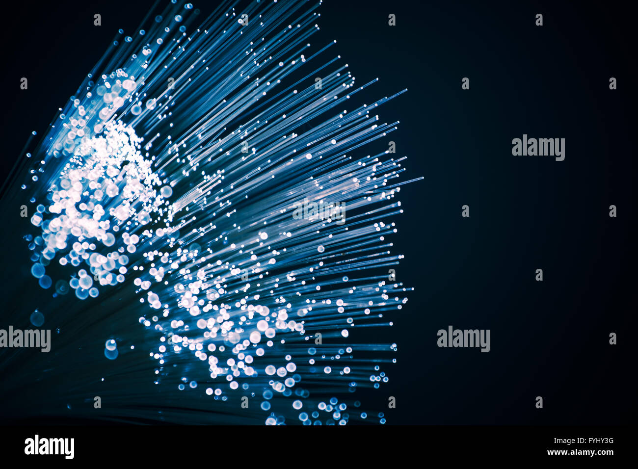 Fiber optics close-up, modern computer communication technology Stock ...
