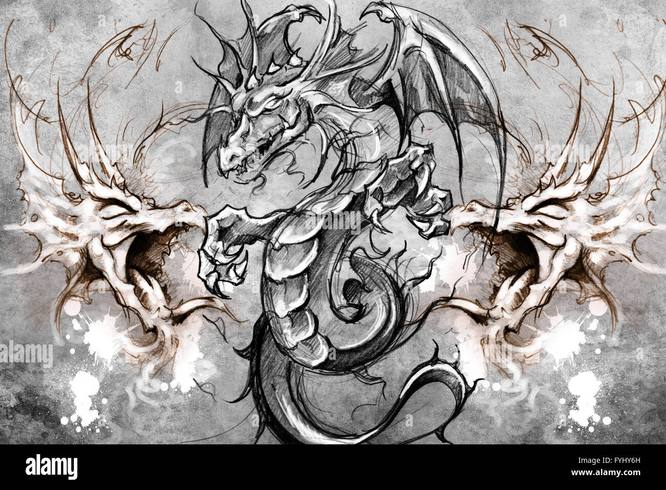 Two Headed Dragon Tattoo