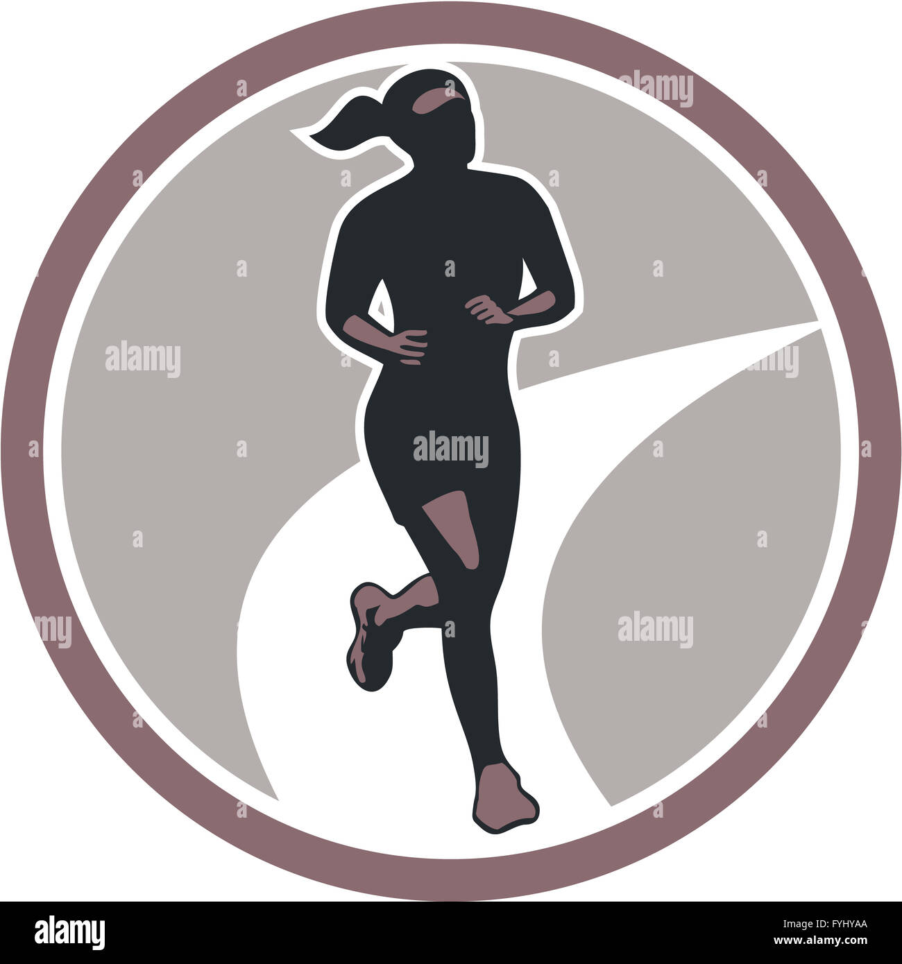 Female Marathon Runner Run Retro Stock Photo - Alamy