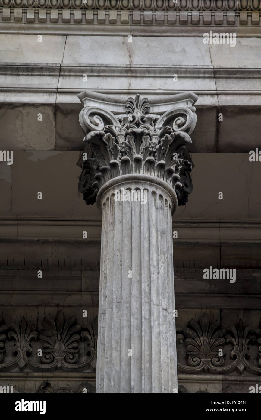 Classic columns, National library facade in Madrid, Spain Stock Photo ...