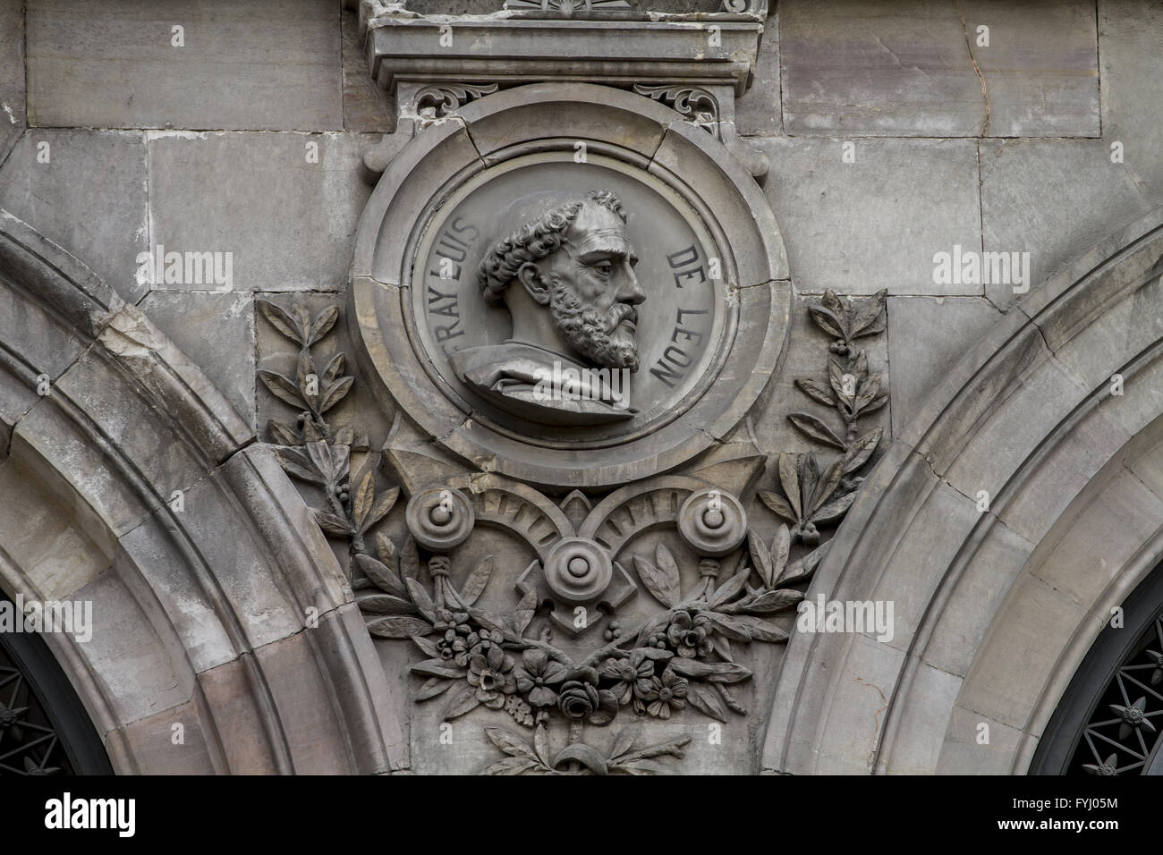 Mythology, National library facade in Madrid, Spain Stock Photo - Alamy