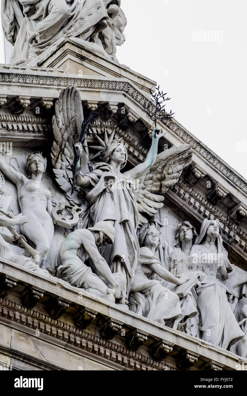 Mythology, National library facade in Madrid, Spain Stock Photo - Alamy