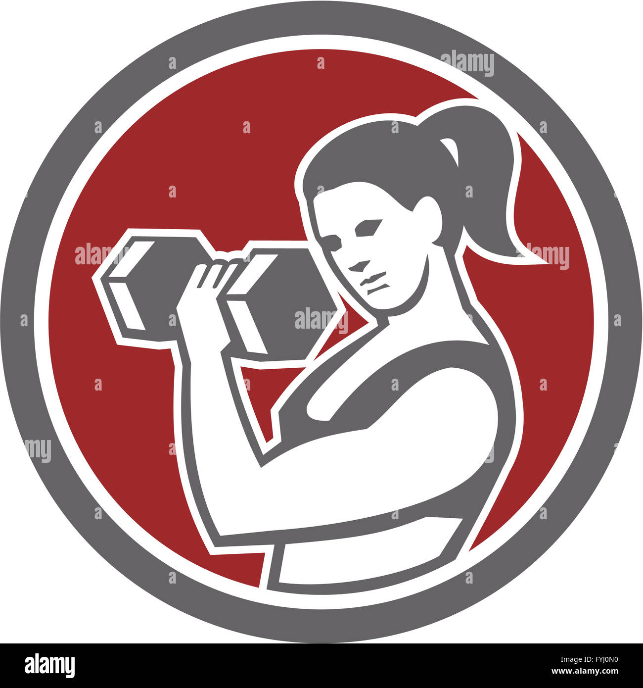 Female Lifting Dumbbell Fitness Circle Stock Photo - Alamy