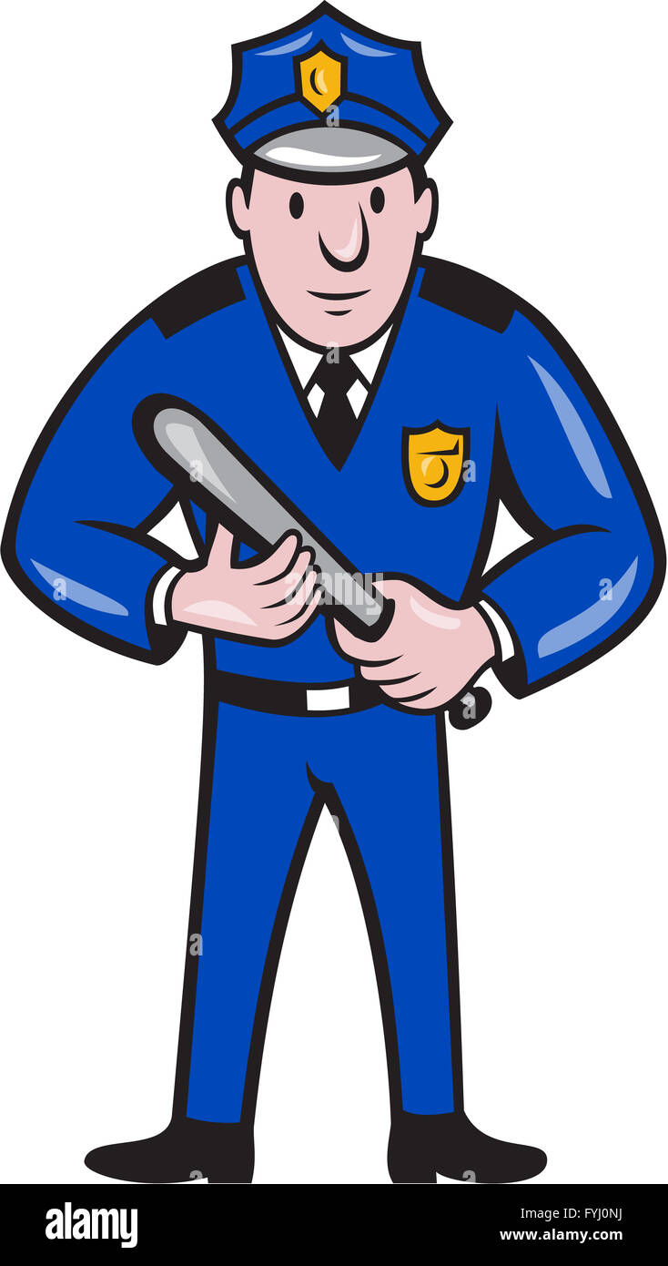 Policeman With Night Stick Baton Standing Stock Photo - Alamy