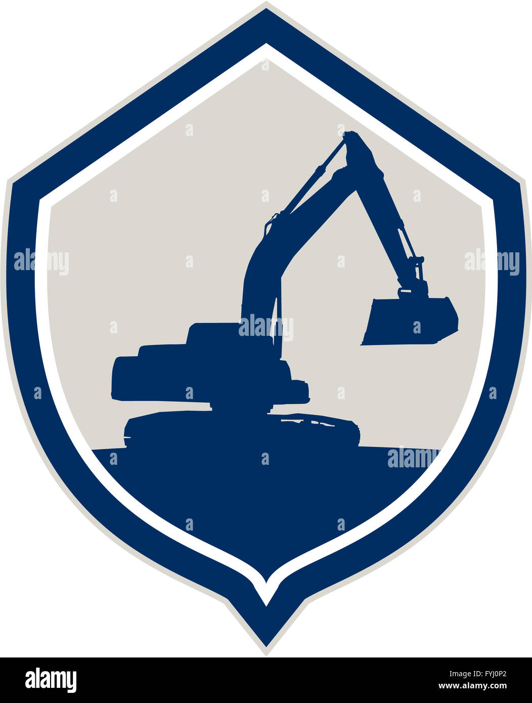 Mechanical Digger Excavator Shield Retro Stock Photo - Alamy