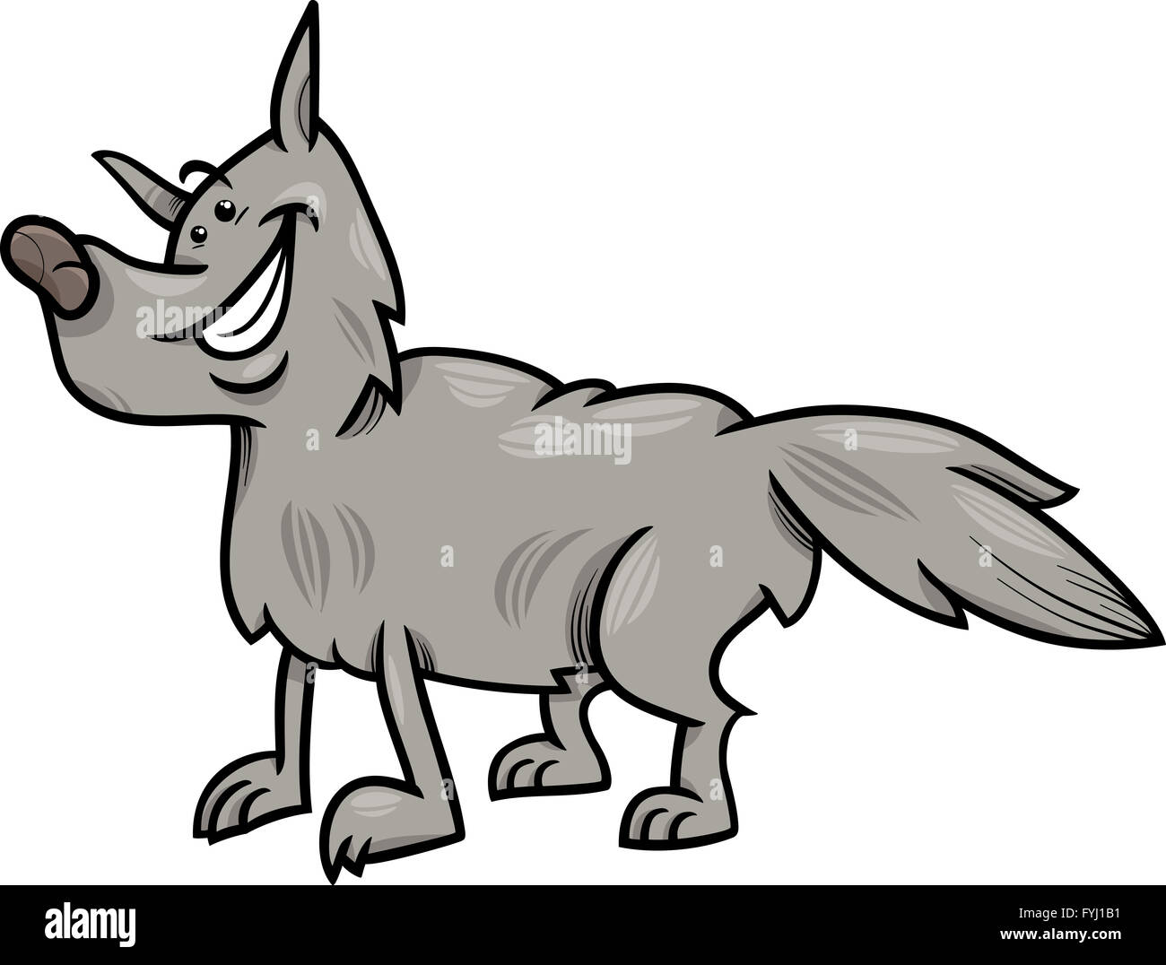 gray wolf animal cartoon illustration Stock Photo - Alamy