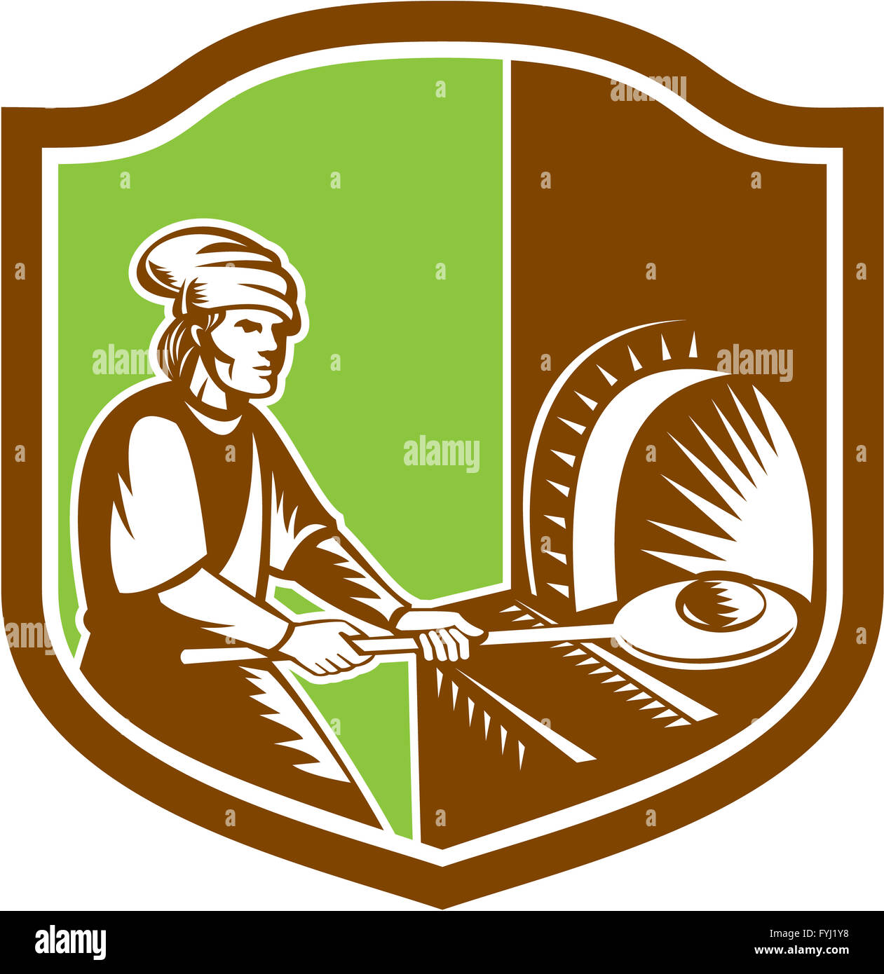 Baker Peel Bread Pan Shield Retro Stock Photo - Alamy