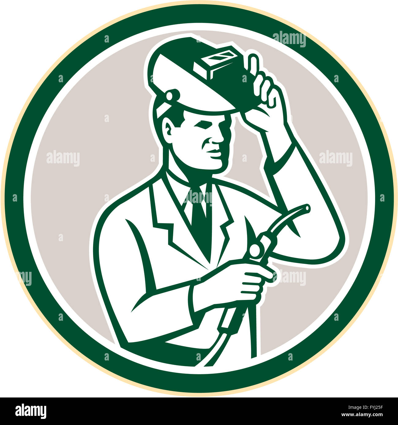 Scientist Lab Researcher Welder Circle Retro Stock Photo - Alamy