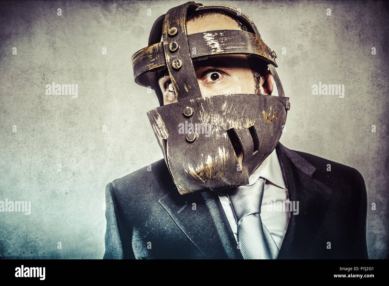 angry, dangerous business man with iron mask and expressions Stock ...