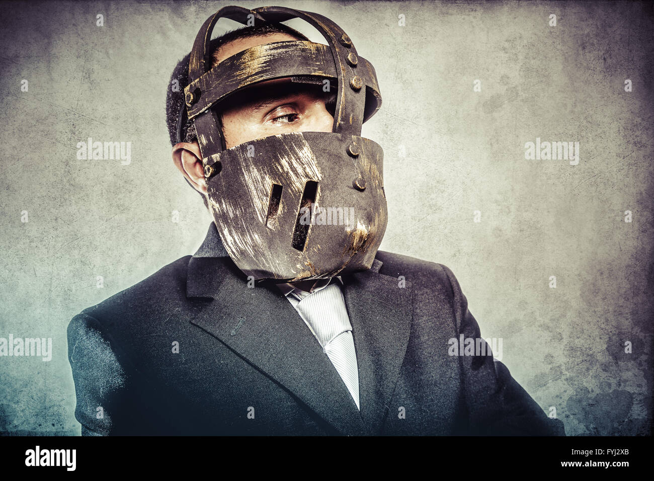 face, dangerous business man with iron mask and expressions Stock Photo ...